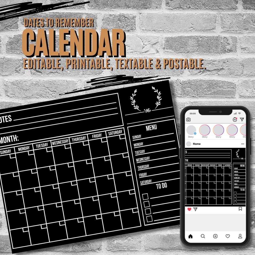 Calendar Template, Family Calendar, Editable in Canva, 2 Colors ...