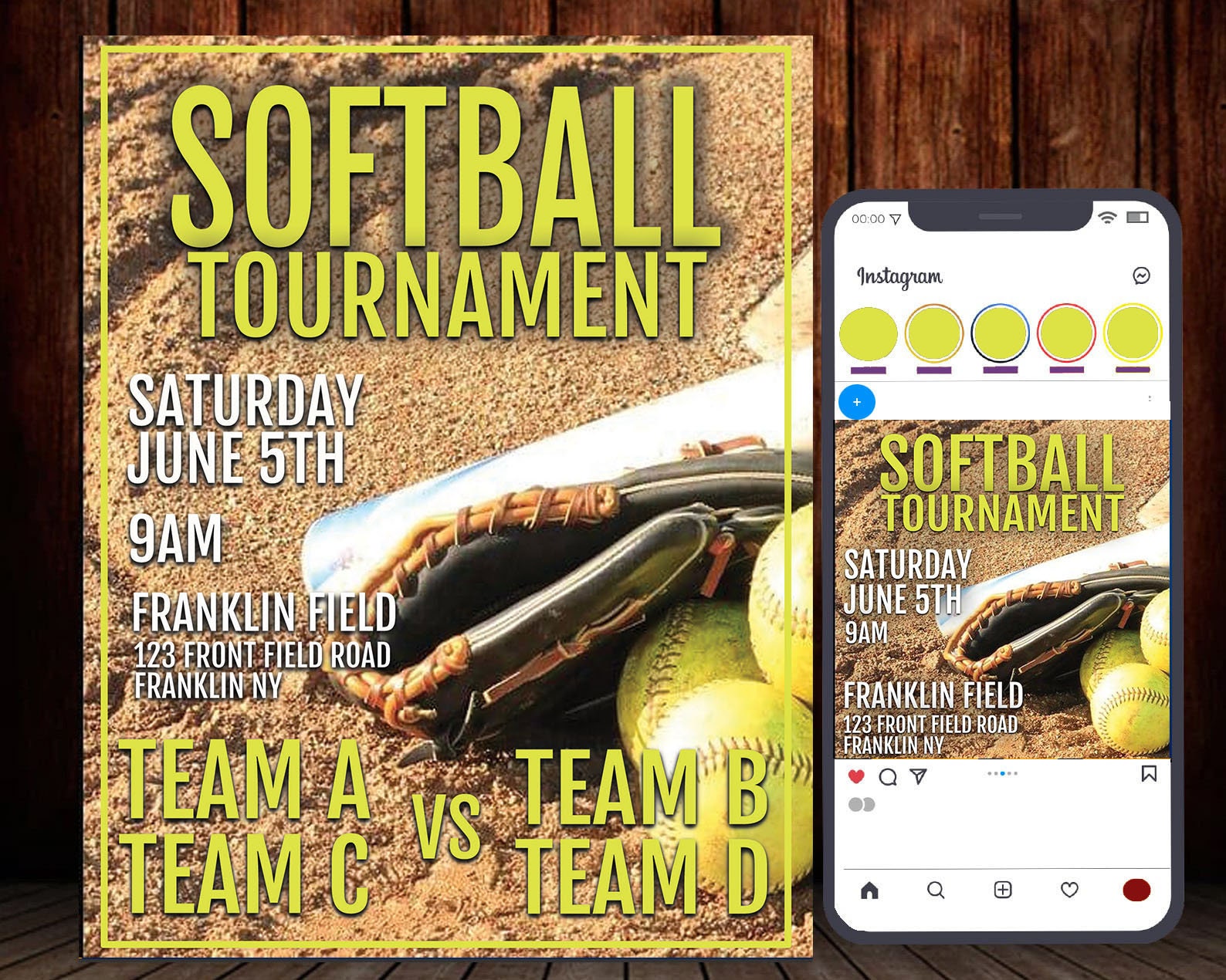Softball Tournament Flyer and Instagram Templateeditable - Etsy