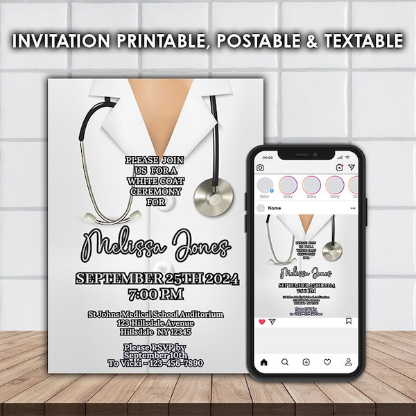 White Coat Ceremony Invitations - Etsy
