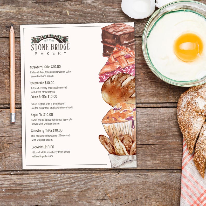 Bakery Menu & Instagram Template, Editable Canva Design (digital) - Etsy