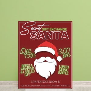 Secret Santa Flyer Template - Social Media Post - Editable in Canva ...