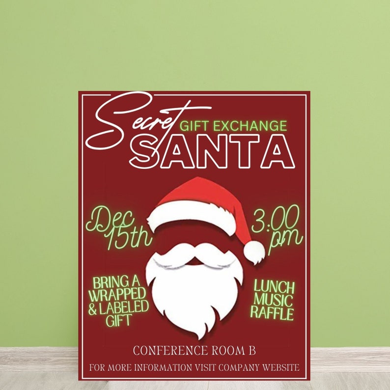 Secret Santa Flyer Template Social Media Post Editable in - Etsy