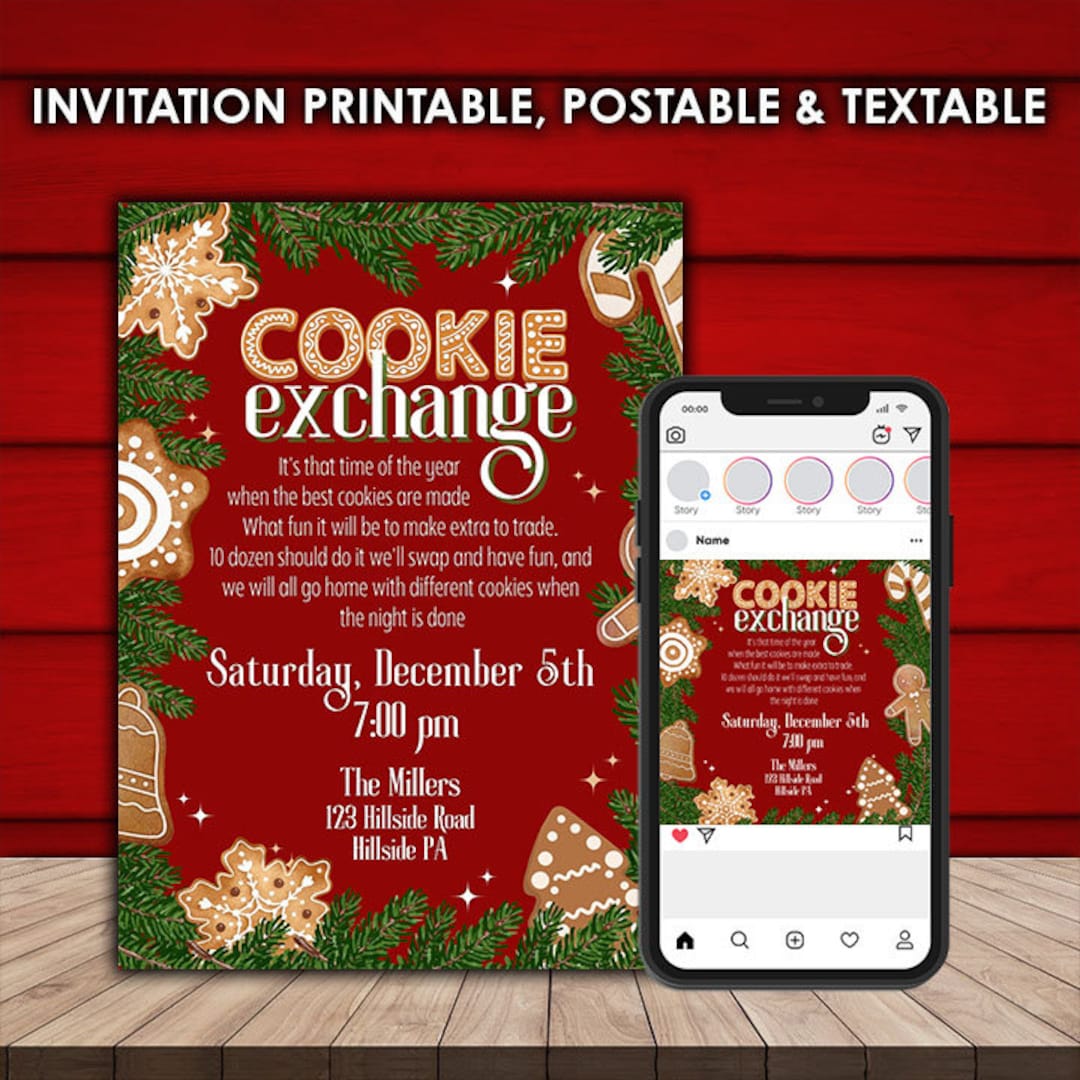 Cookie Exchange Invitation Template - Baking Party - Editable in Canva ...