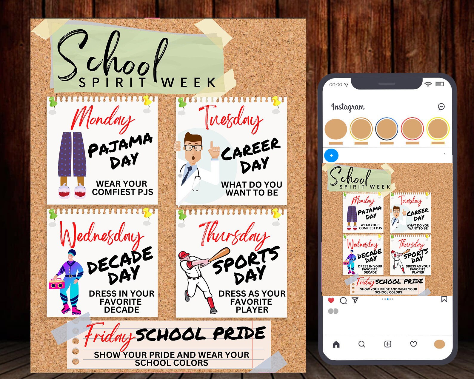 School Spirit Week Flyer and Instagram Template School Pride - Etsy