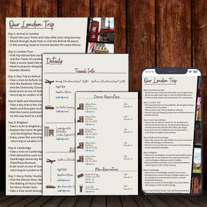 London Travel Itinerary, Vacation Planner, Editable in Canva,2 Verisons ...