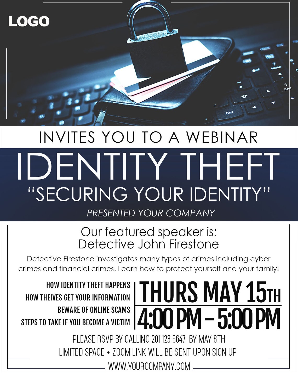 Identity Theft Webinar Flyer Template EDITABLE Flyer | Etsy