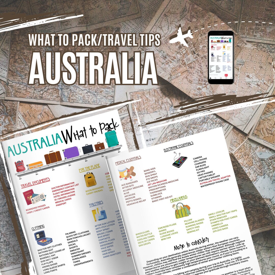 What to Pack List, Australia Packing Checklist, Editable in Canva or ...