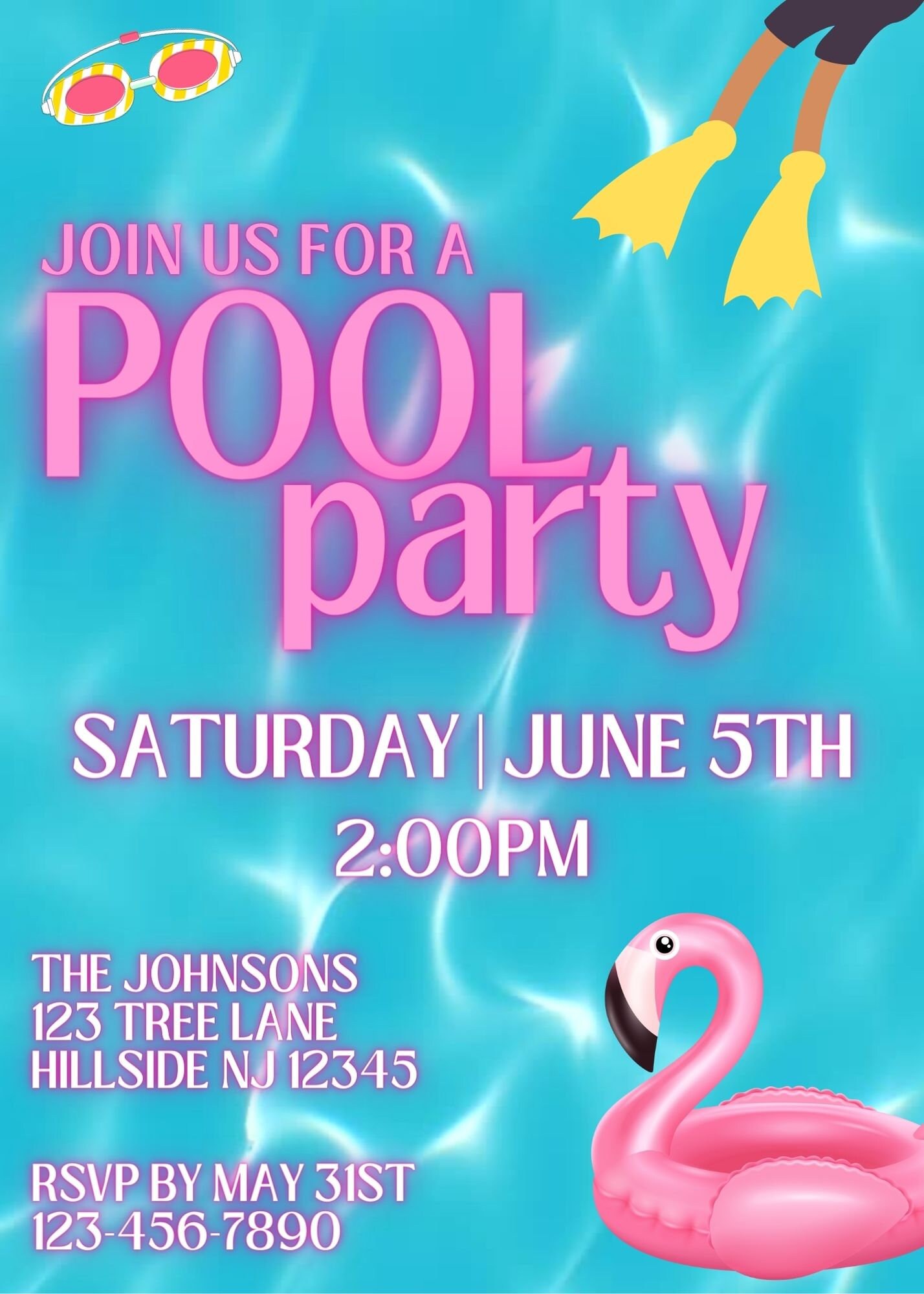 Pool Party Printable & Video Invitation Editable in Canva - Etsy