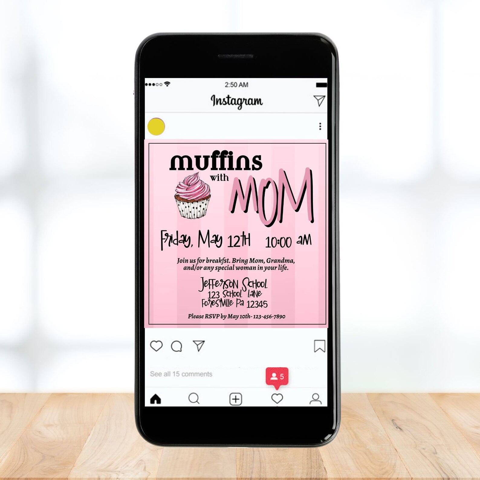 Muffins With Mom Flyer & Social Media Templates – Editable Canva ...