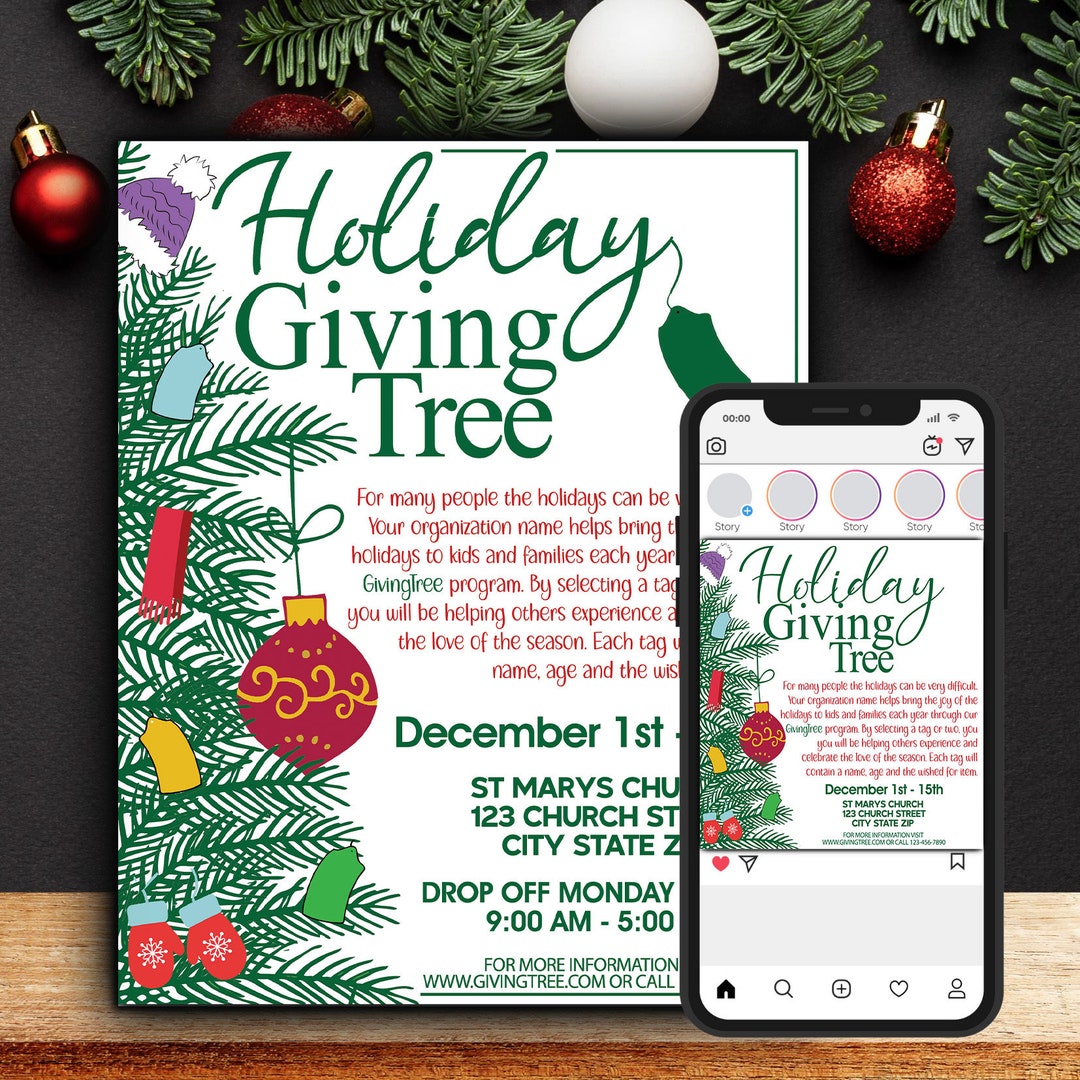 Giving Tree Flyer Template Editable in Photoshop Holiday - Etsy