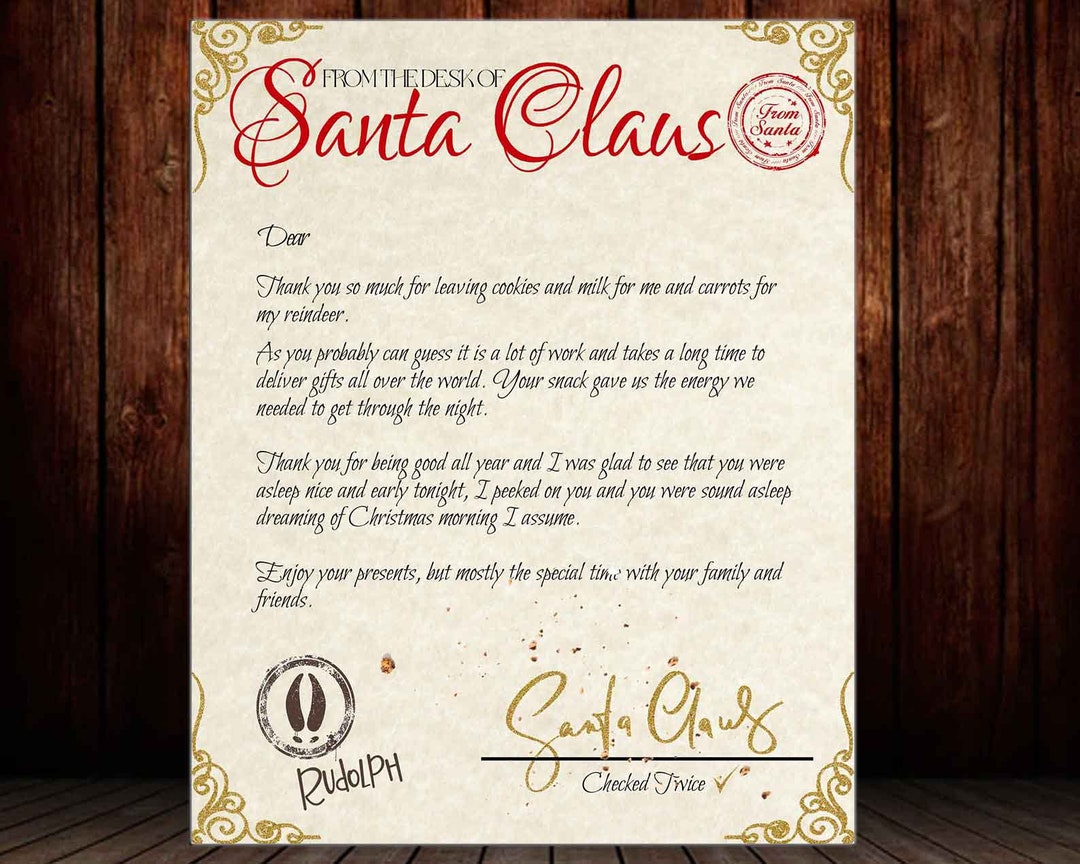 Santa Thank You for the Cookies Letter, Official Letter From Santa ...