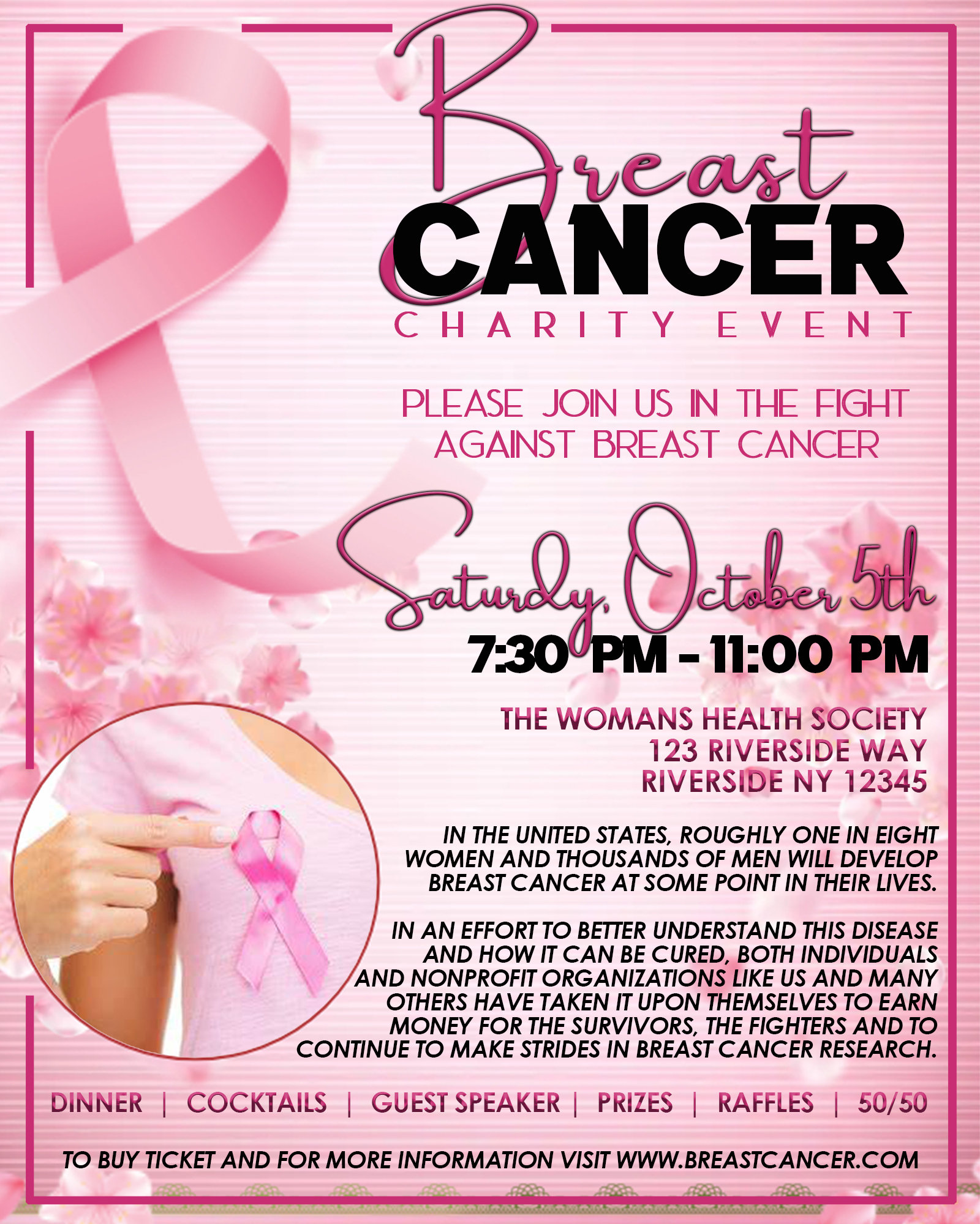Breat Cancer Flyer Template Social Media Post Editable in - Etsy