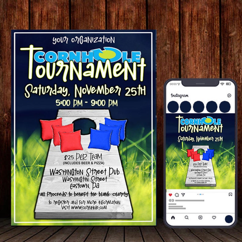 Corn Hole Flyer and Instagram Post Templates Editable Sport - Etsy