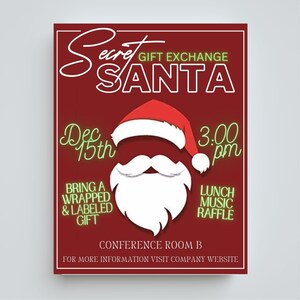 Secret Santa Flyer Template - Social Media Post - Editable in Canva ...