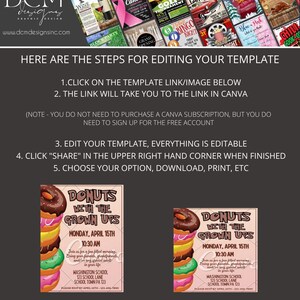 Donuts With Grown-ups Flyer & Social Media Templates, Editable in Canva ...