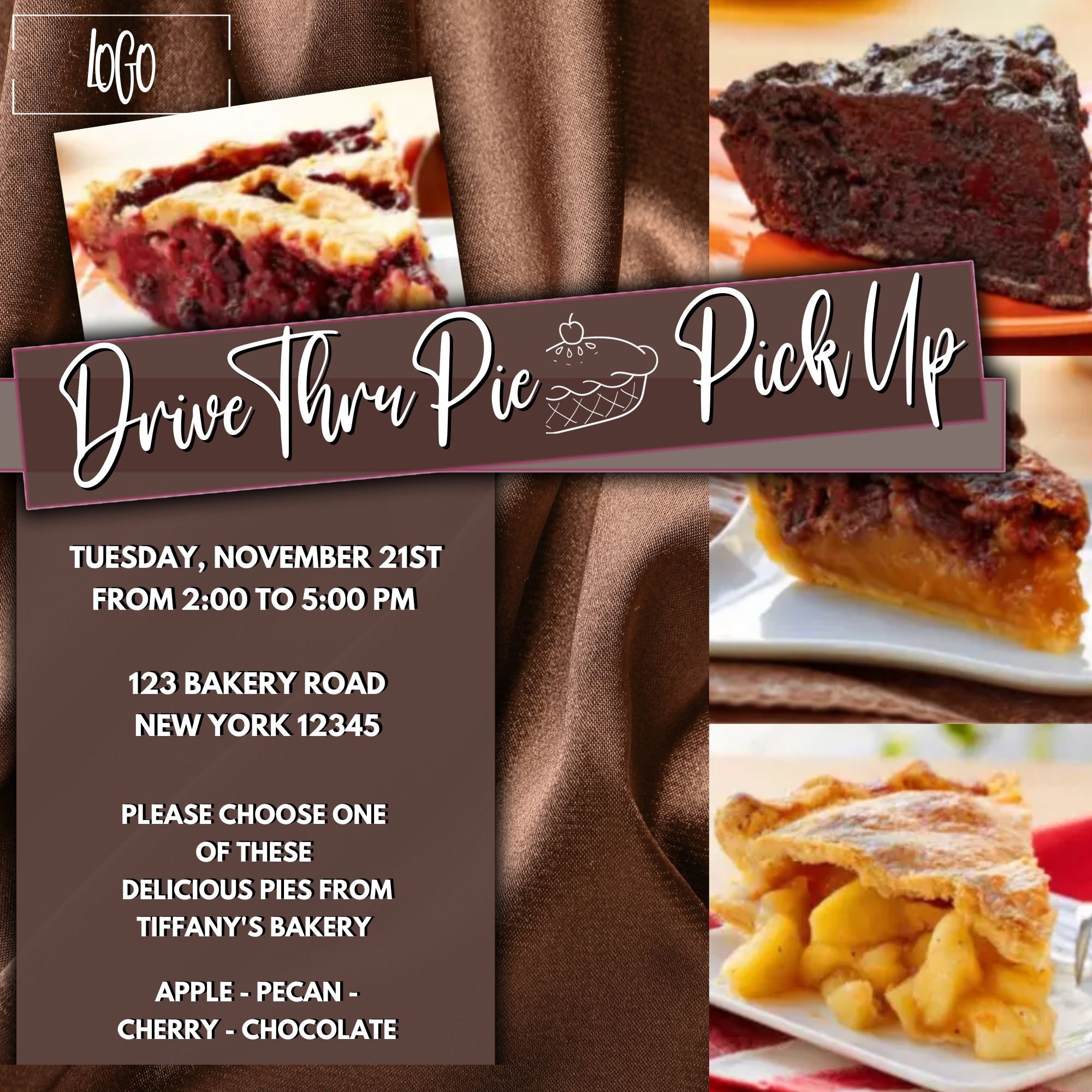Holiday Pie Flyer Template - Social Media Post - Editable in Canva ...