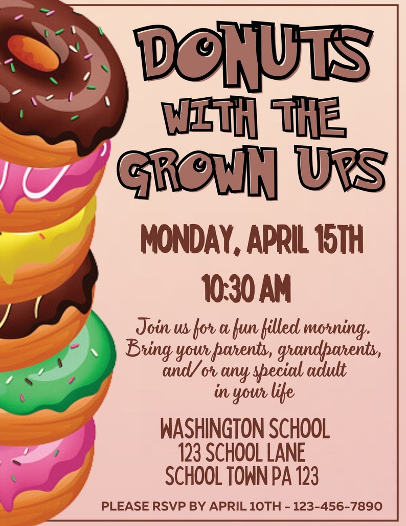 Donuts With Dad Template Social Media Post Editable in Canva Flyer ...