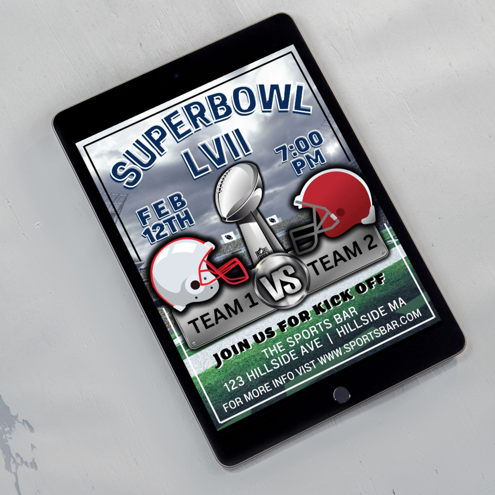 Superbowl Flyer Template Football Party Editable in Canva Social Media ...