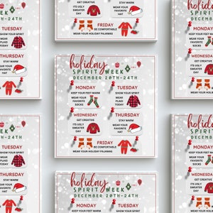Holiday Spirit Week Flyer Template - Editable in Canva - School ...