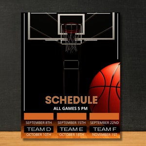 Basketball Schedule Flyer and Instagram Post Template, Editable in ...