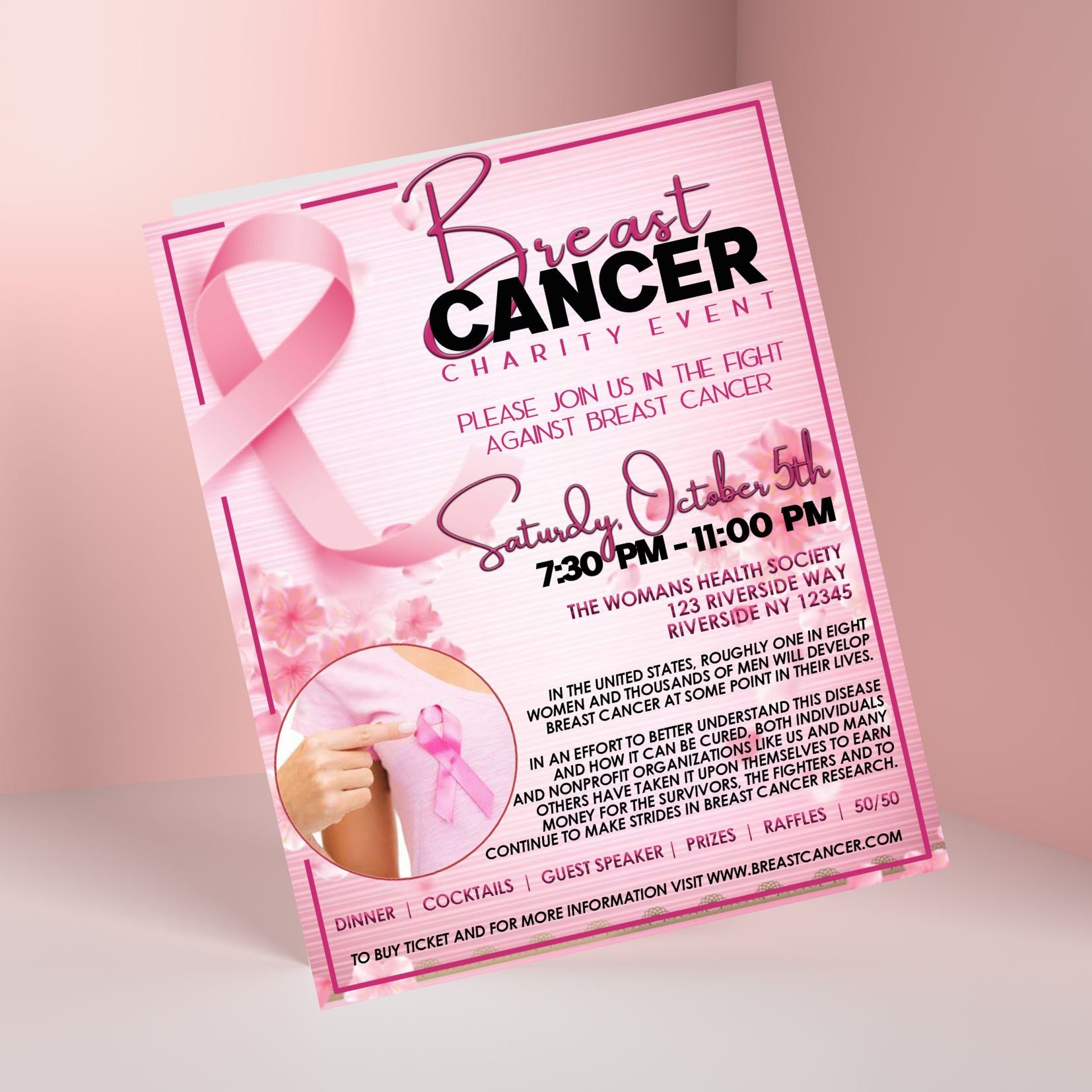 Breat Cancer Flyer Template - Social Media Post - Editable in Photoshop ...