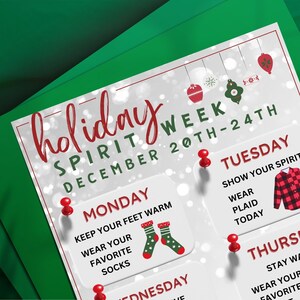 Holiday Spirit Week Flyer Template - Editable in Canva - School ...