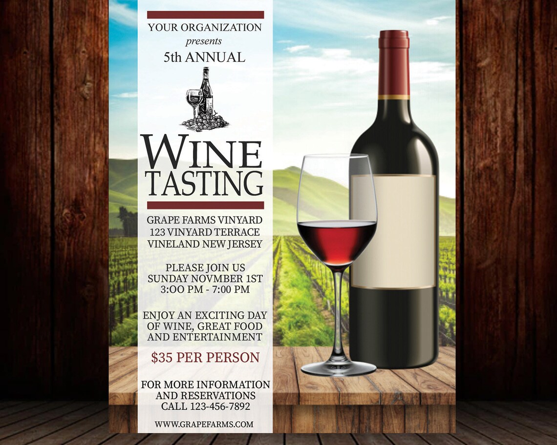 Wine Tasting Flyer and Instagram Template Social - Etsy
