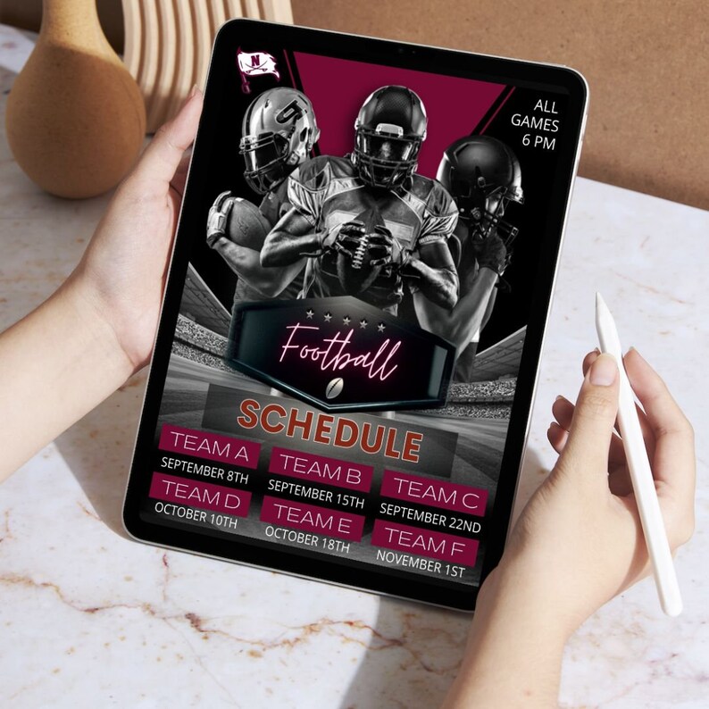 Football Schedule Flyer and Instagram Post Templates, Editable in Canva ...