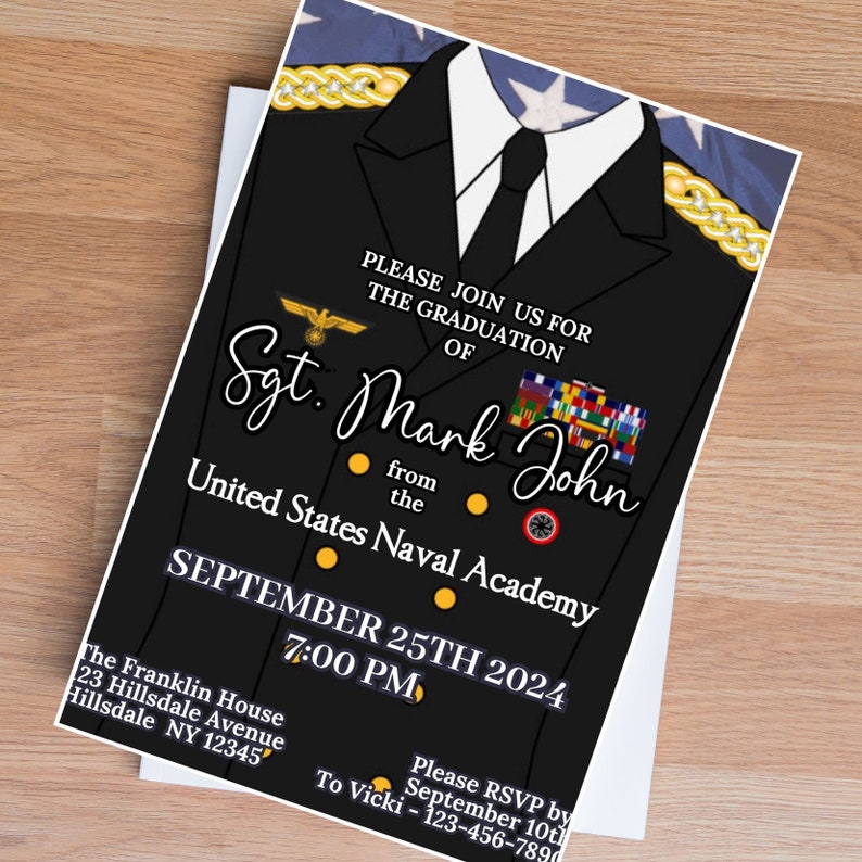 Navy Graduation Evite, Armed Forces Grad Announcement, Graduation ...