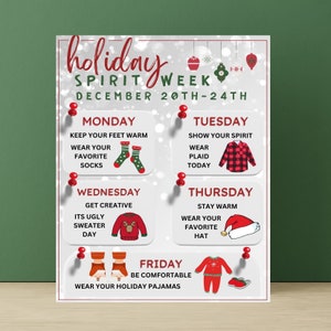 Holiday Spirit Week Flyer Template - Editable in Canva - School ...