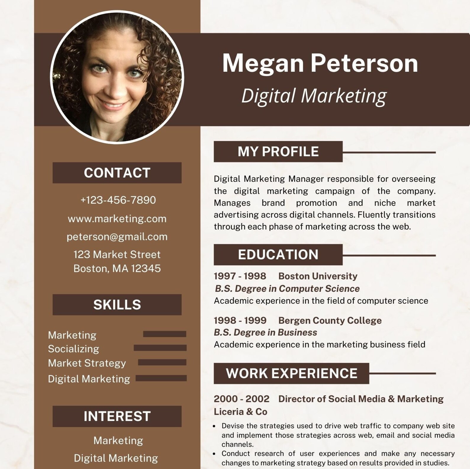 Creative Marketing Resume Template Editable Canva Template - Etsy