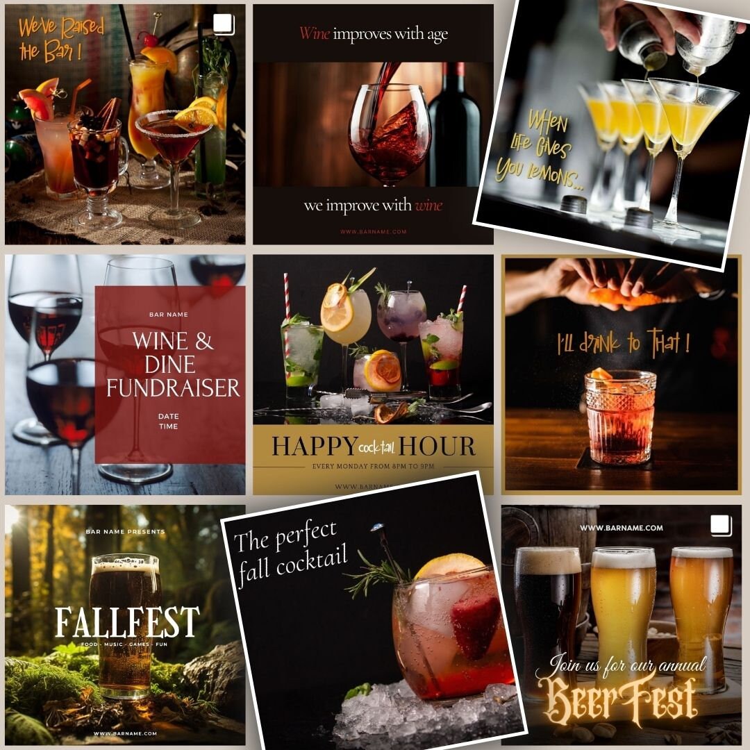 Bar/pub Cocktail Instagram Post Templates Add Your Info - Etsy