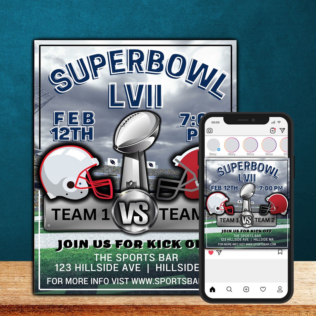 Superbowl Flyer Template Football Party Editable in Canva - Etsy