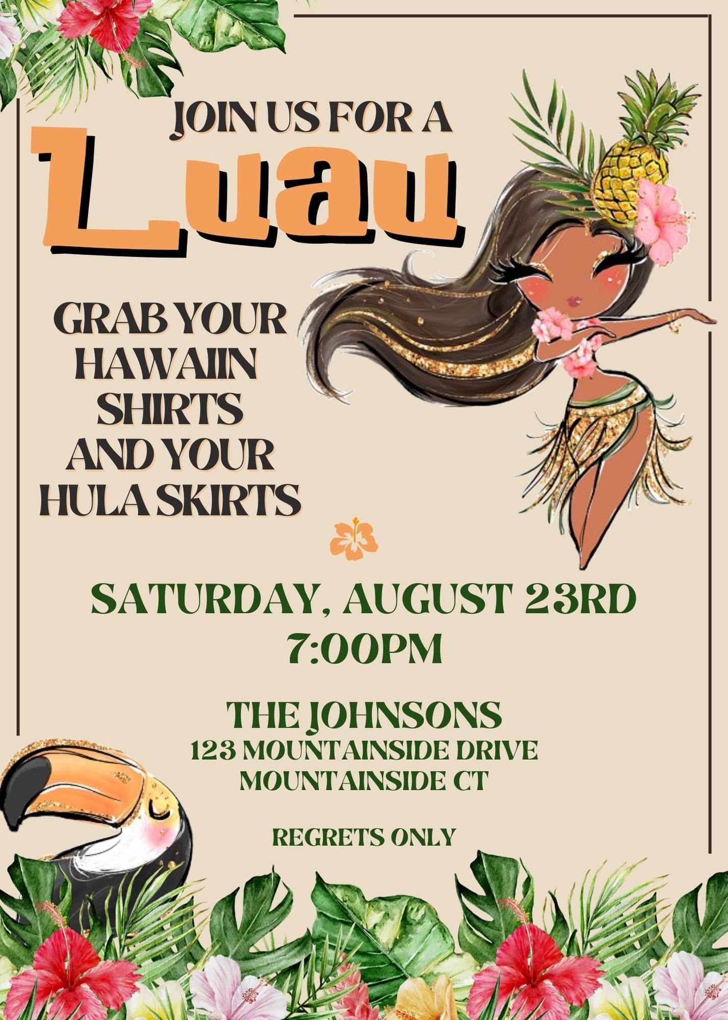 Luau Invitation Template Summer Party Editable in Canva - Etsy