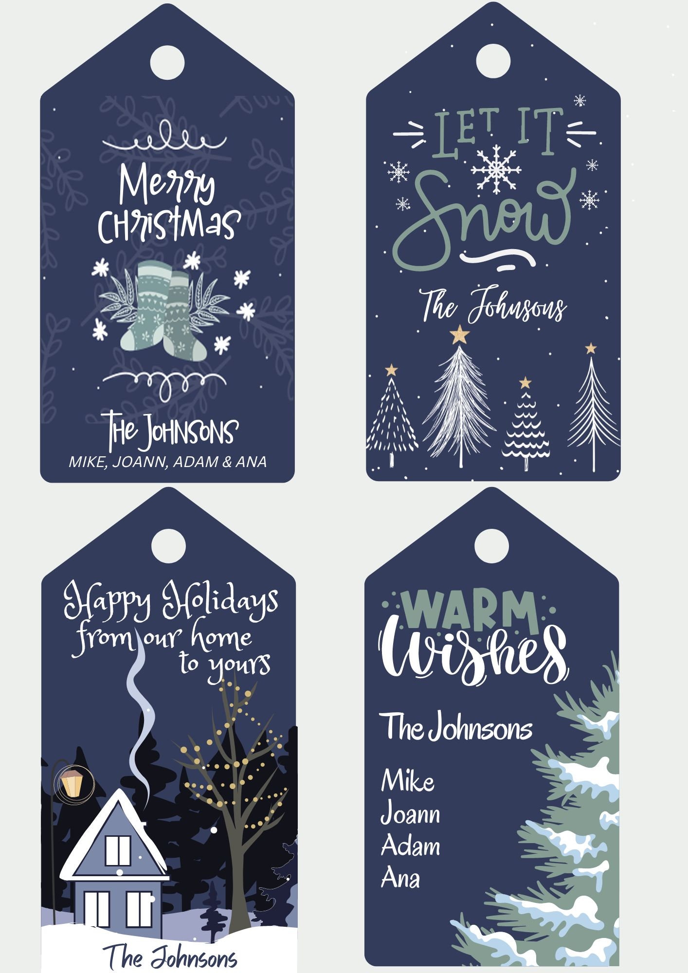 Personalized Gift Tags, Present Labels Christmas Gift Tags Editable to ...