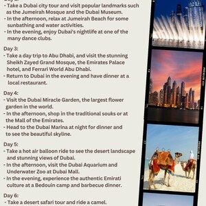 Dubai UAE Travel Itinerary, Vacation Planner, Editable in Canva,2 ...