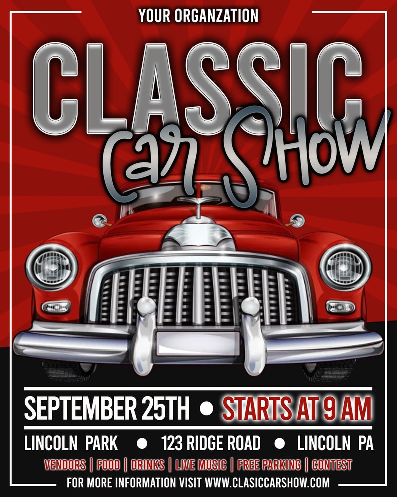 Car Show Flyer and Instagram Post Template, Editable Photoshop Template ...