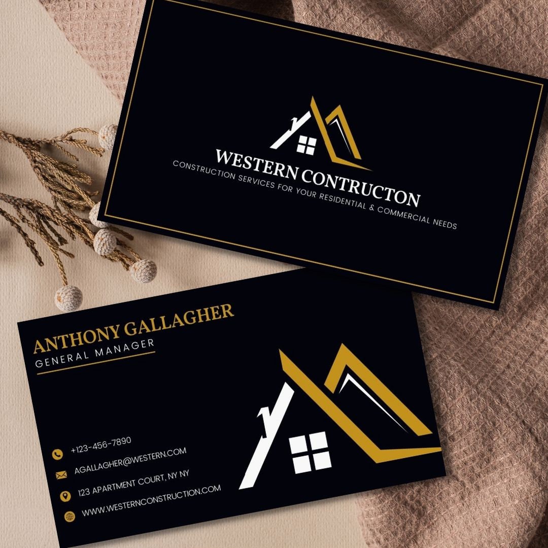 Construction Business Card Template Editable in Canva - Etsy