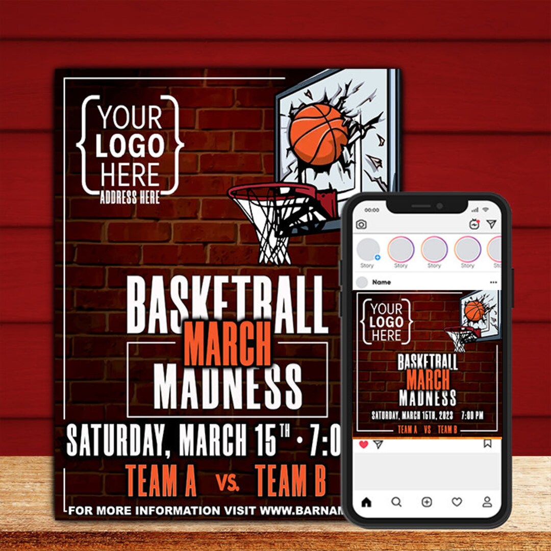 Basketball March Madness Flyer & Social Media Templates, Editable in ...