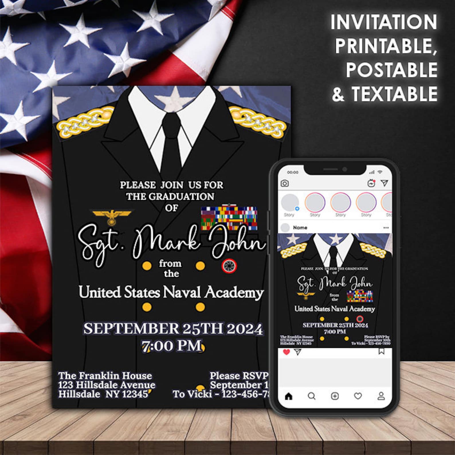 Navy Graduation Evite, Armed Forces Grad Announcement, Graduation ...