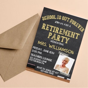 Teacher Retirement Invitation and Social Media Template - Event -party ...