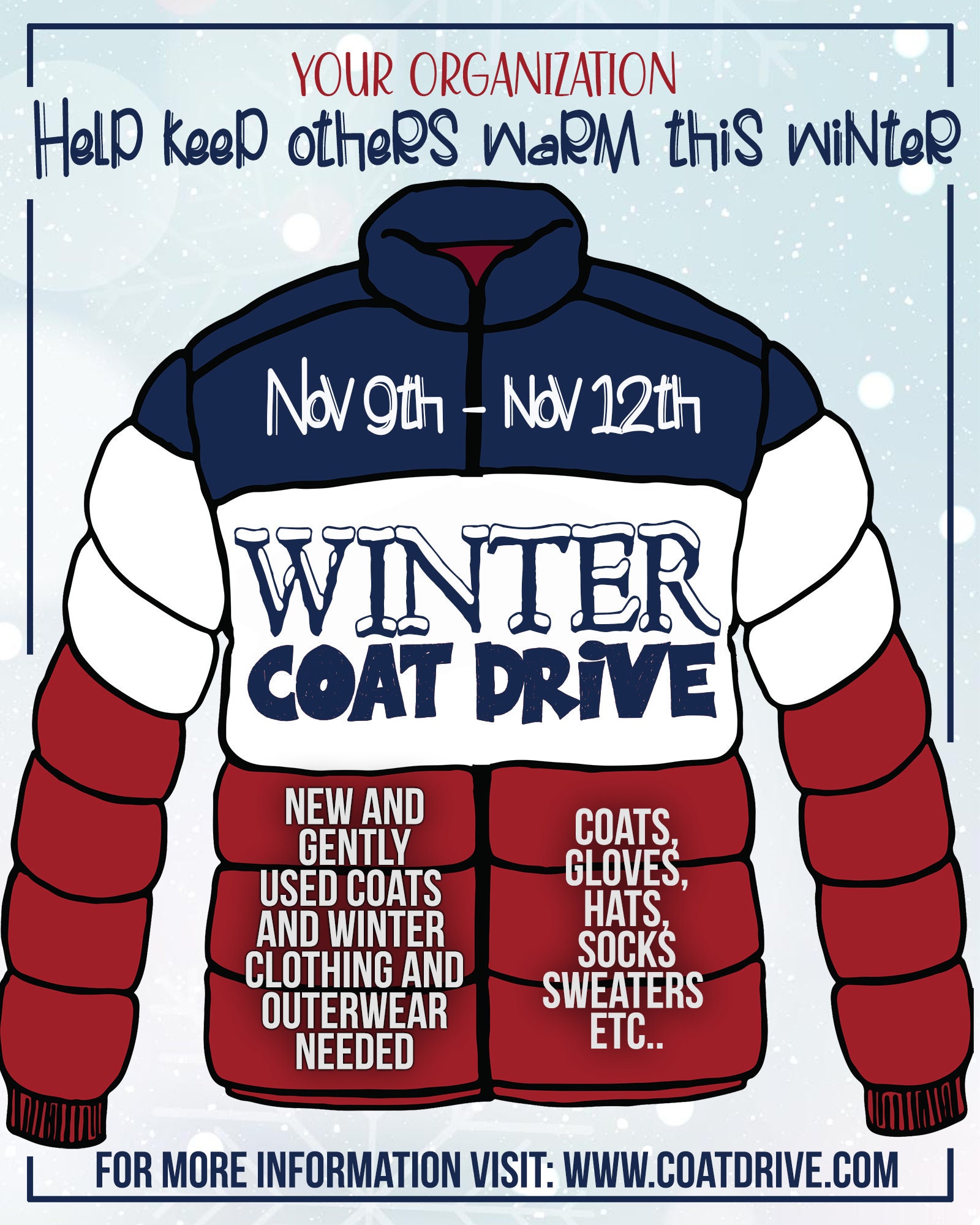 Winter Coat Drive Flyer and Instagram Template, Instant Donwload ...
