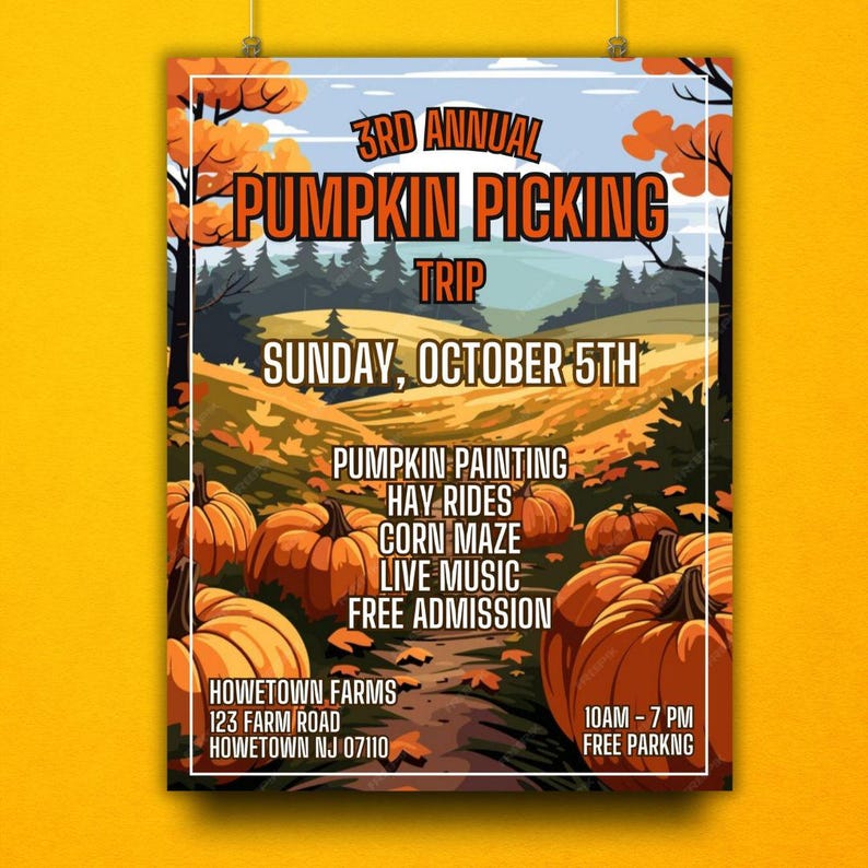 Pumpking Picking Event Flyer and Instagram Template, Fundraiser Flyer ...