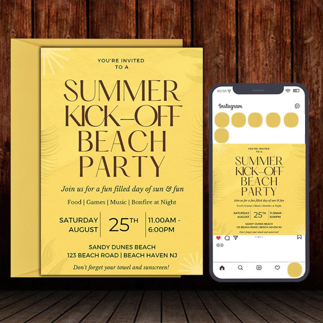 Summer Invitation Template Summer Kick off Party Editable - Etsy