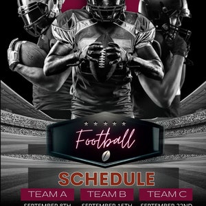Football Schedule Flyer and Instagram Post Templates, Editable in Canva ...