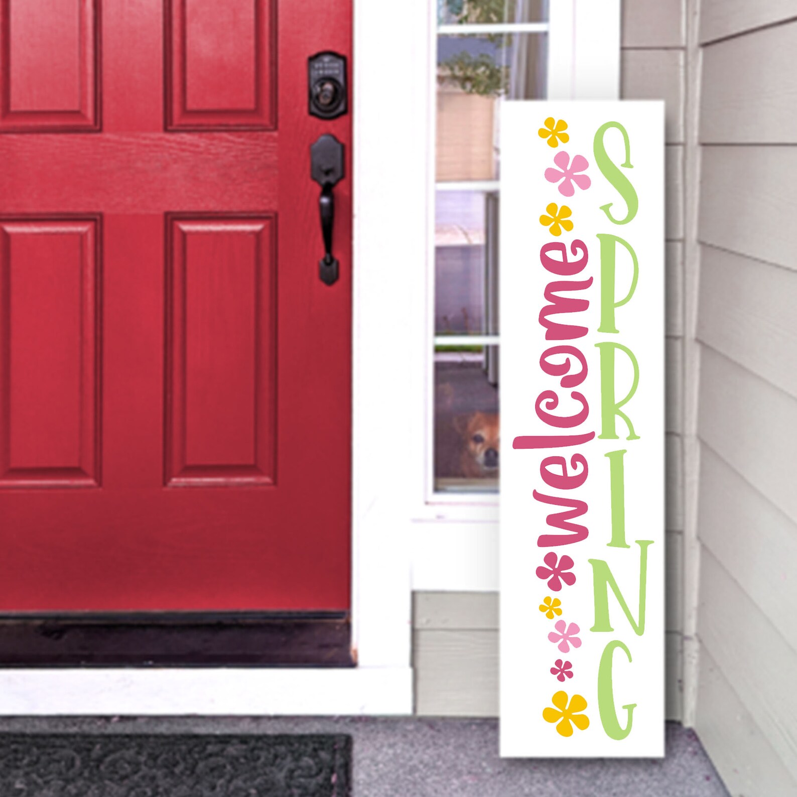 Welcome Spring Vertical Door Sign Instant Download Svg, Dxf, Eps, Jpeg ...