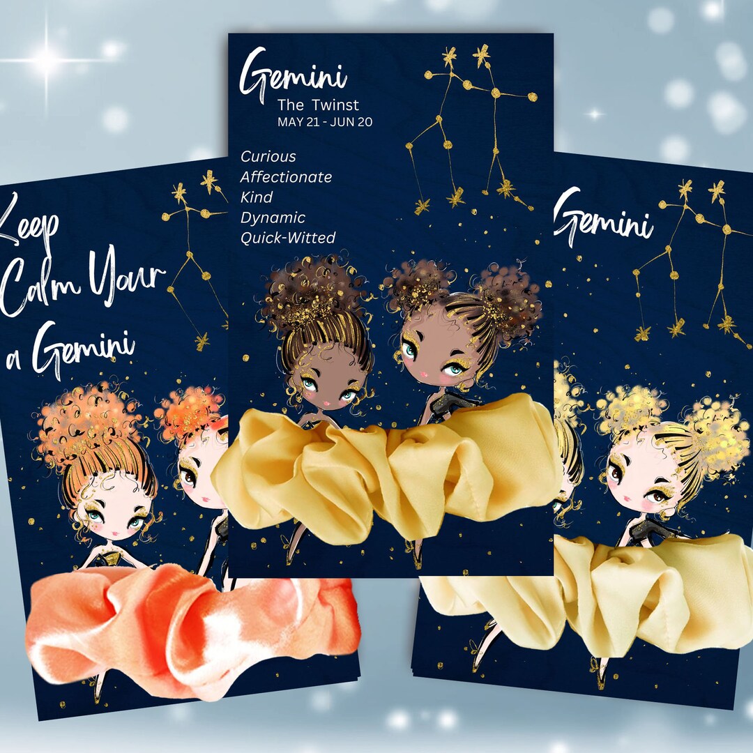 Customizable Gemini Twin Zodiac Cards, Printable Party Favors ...