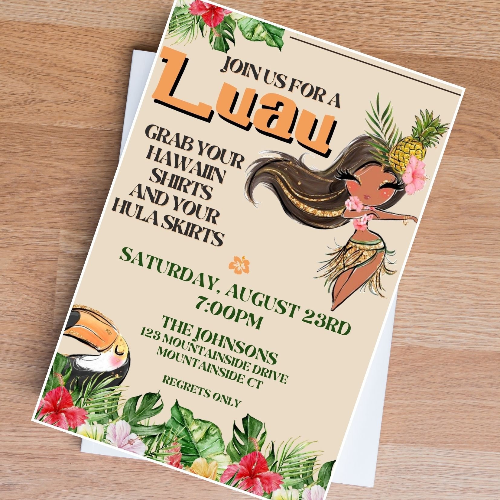 Luau Invitation Template Summer Party Editable in Canva - Etsy