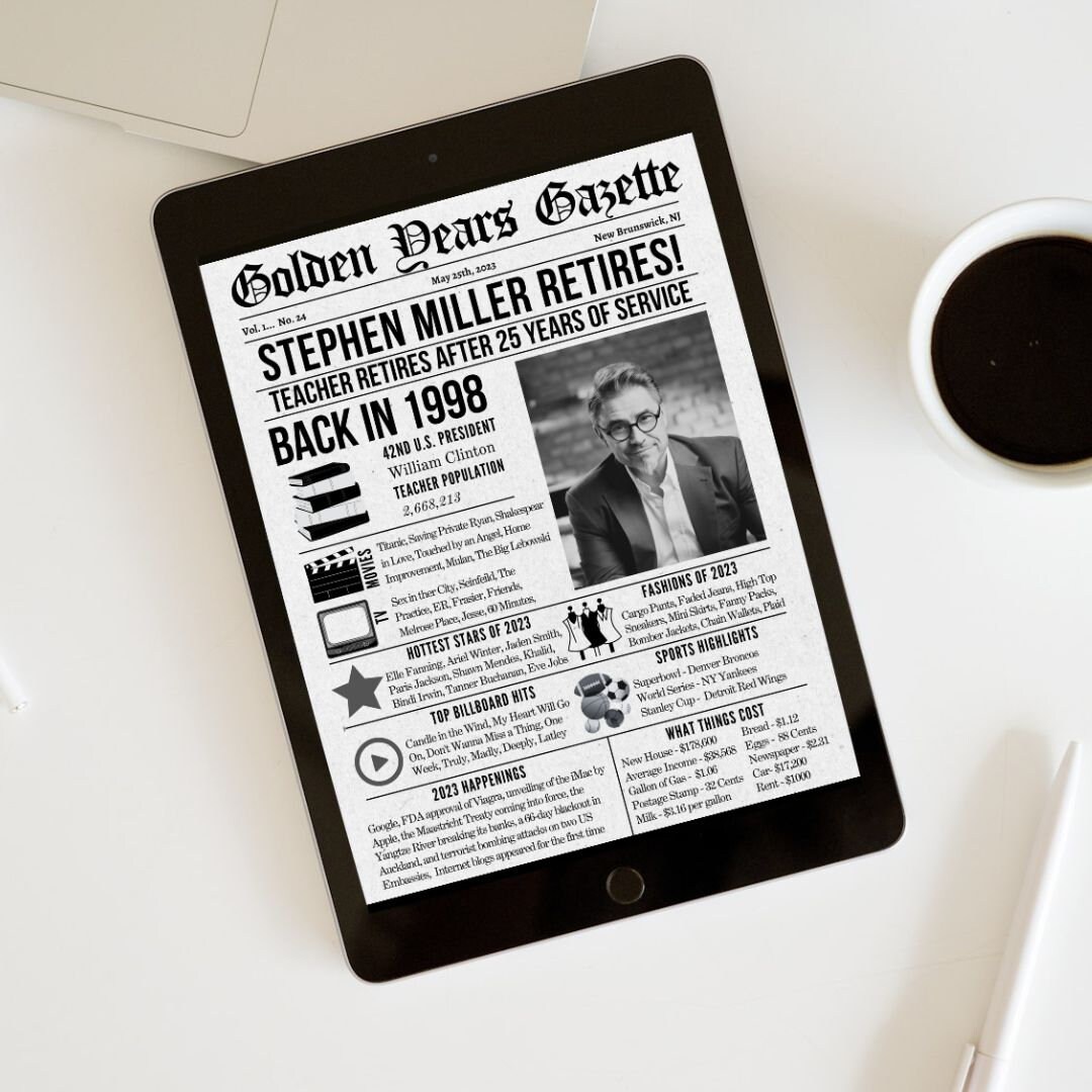 Retirement Newspaper Sign/gift Editable in Canva Gift - Etsy