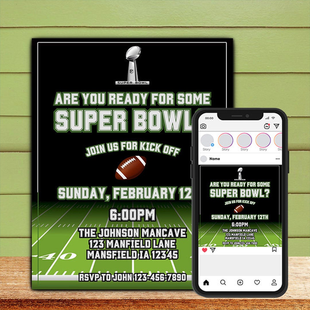 Superbowl Flyer Template - Football Party - Editable in Canva - Social ...